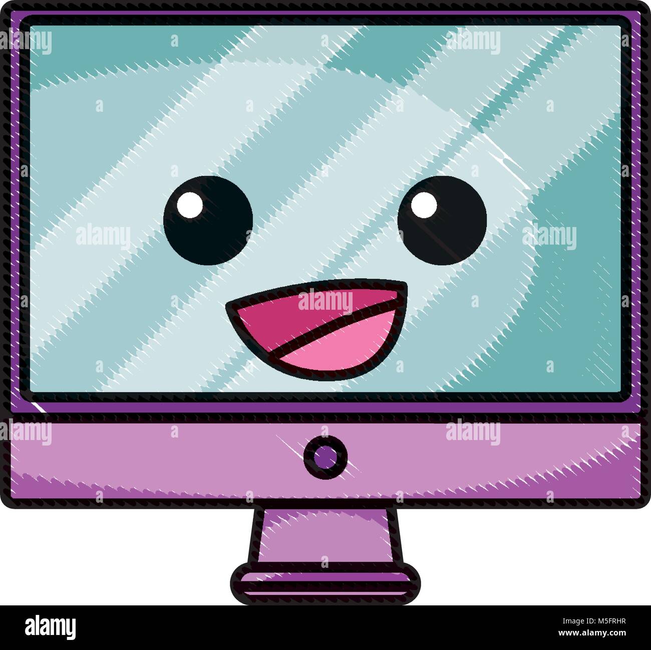 grated happy computer screen kawaii cartoon vector illustration Stock ...