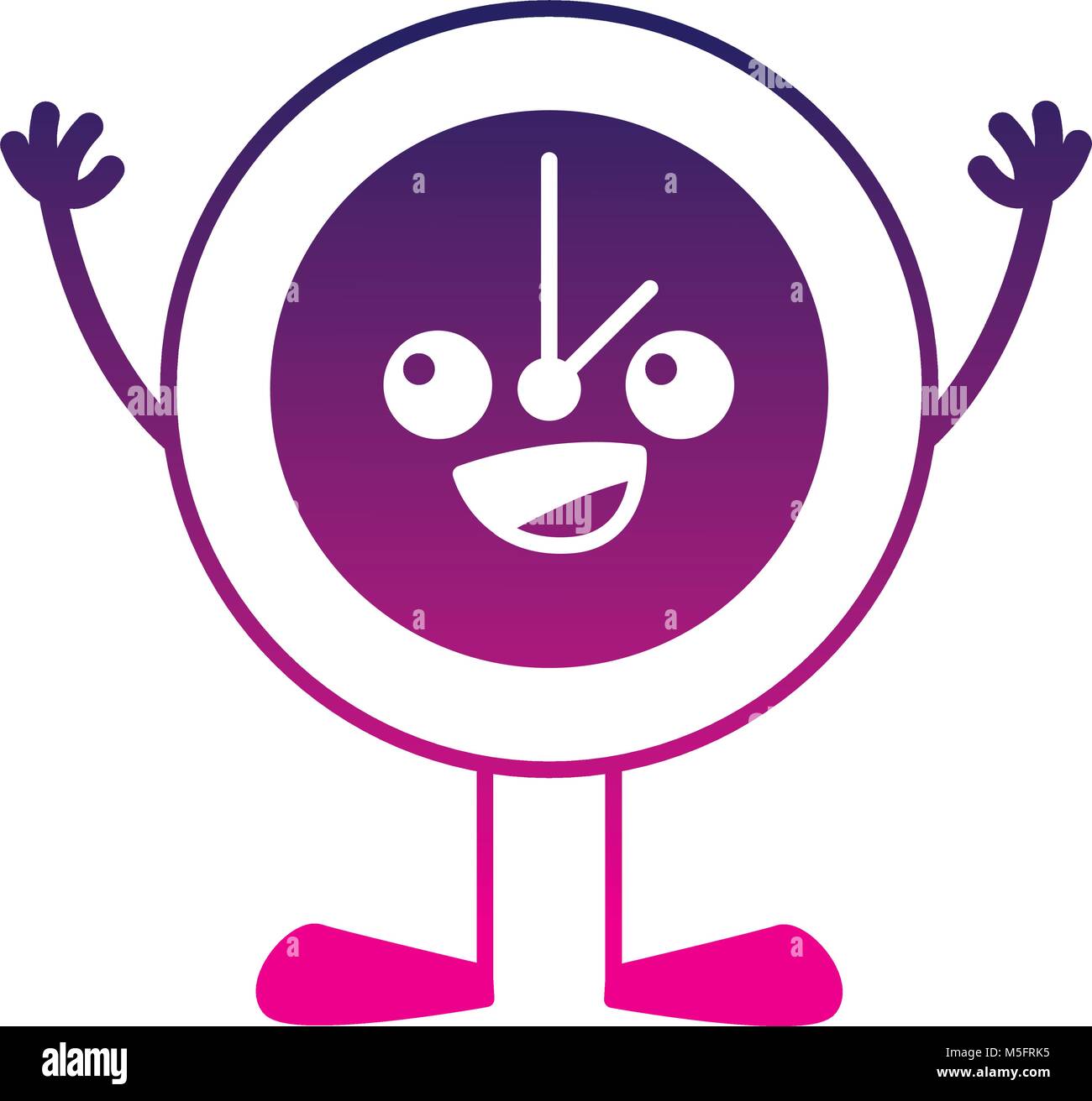 silhouette happy circle clock kawaii with arms and legs vector ...