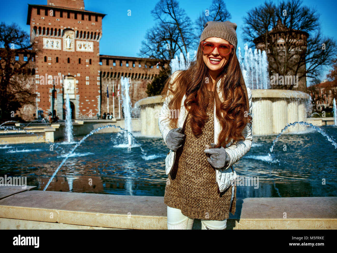 Rediscovering things everybody love in Milan. Portrait of smiling young ...