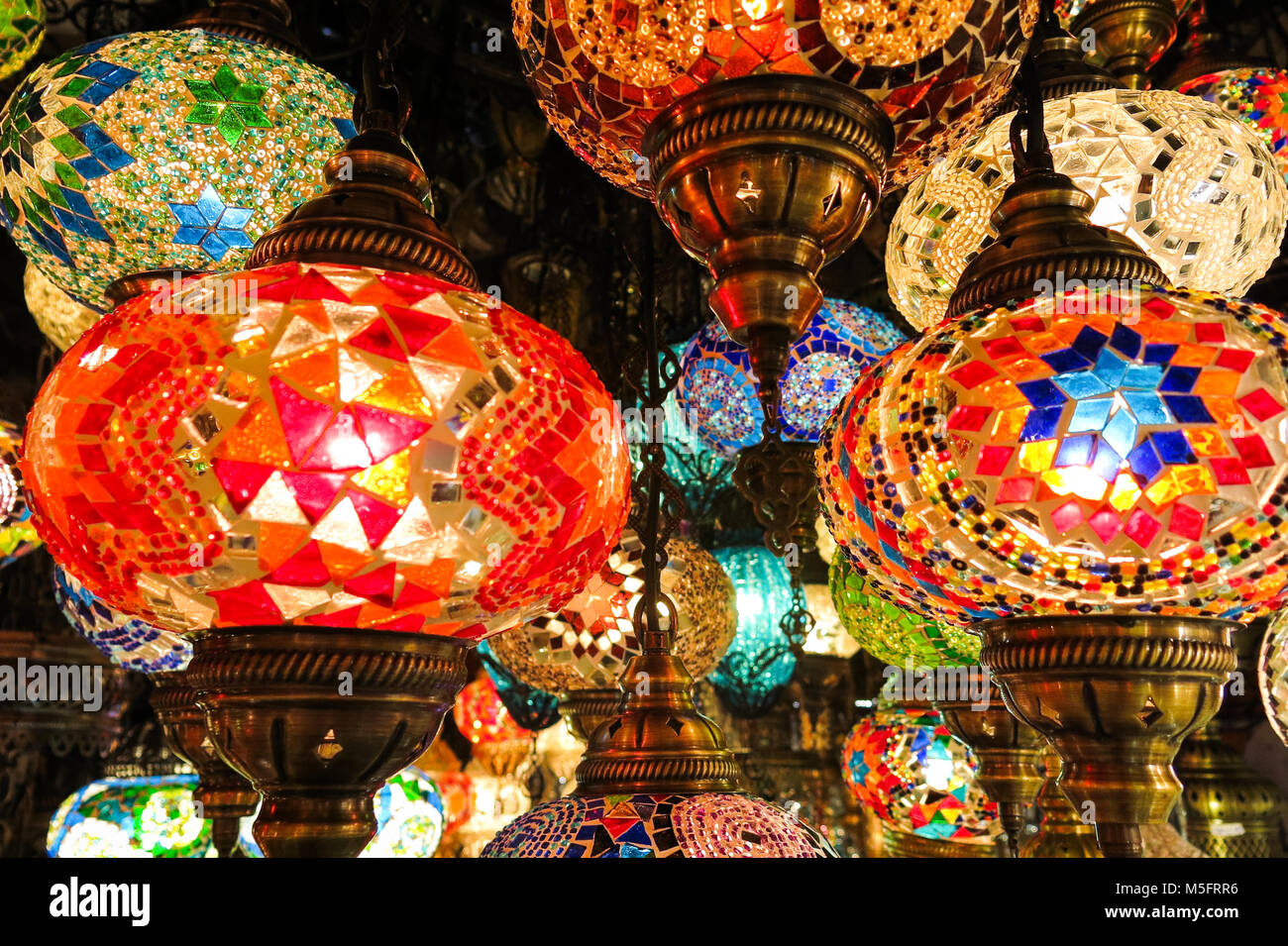 Colorful Turkish lamps in the Grand Bazaar of Istanbul, Turkey Stock ...