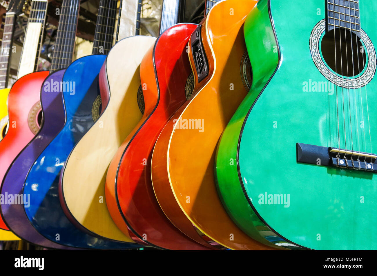 colorful guitars on the Istanbul Grand Bazaar. Istambul, Turkey Stock ...