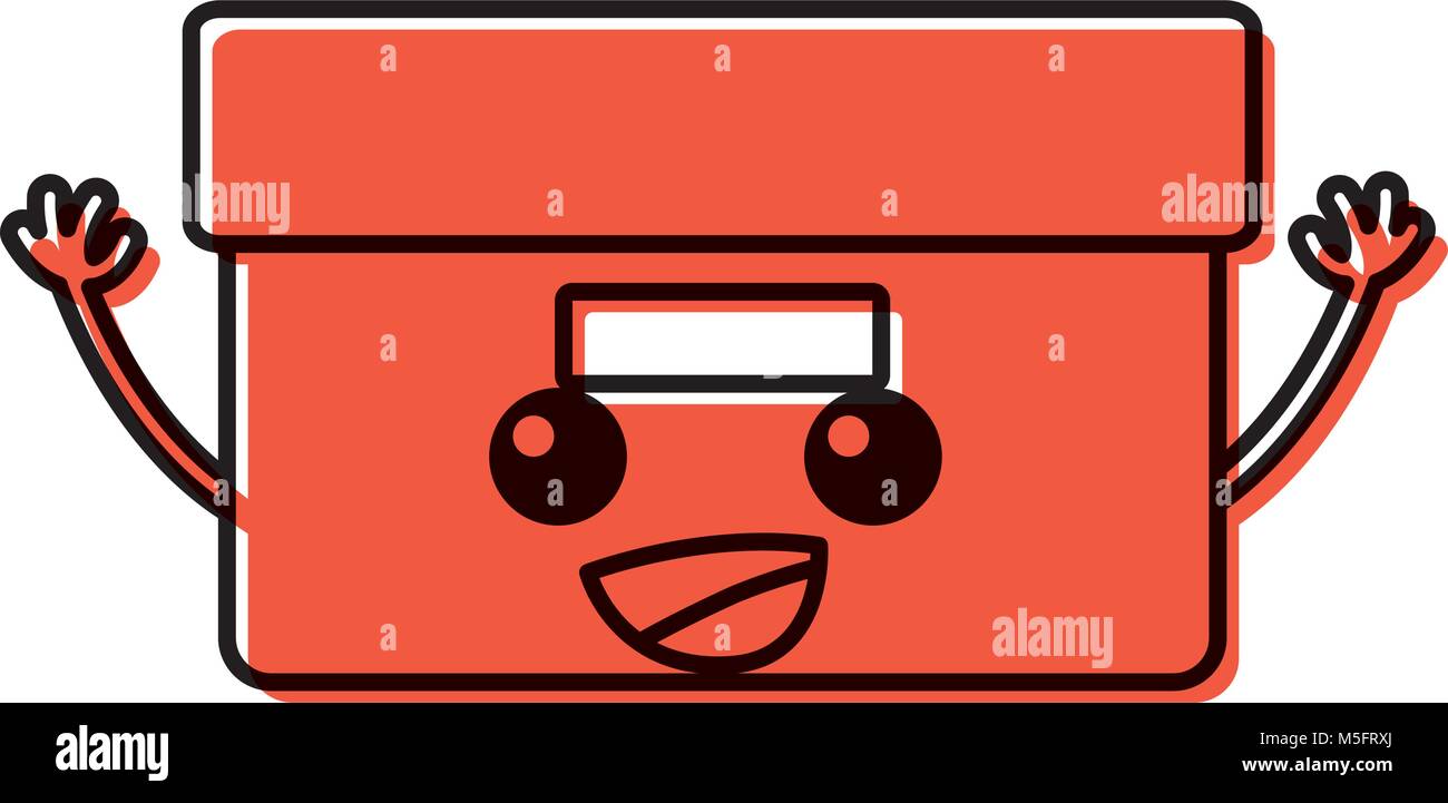 color happy box archive kawaii cartoon vector illustration Stock Vector ...