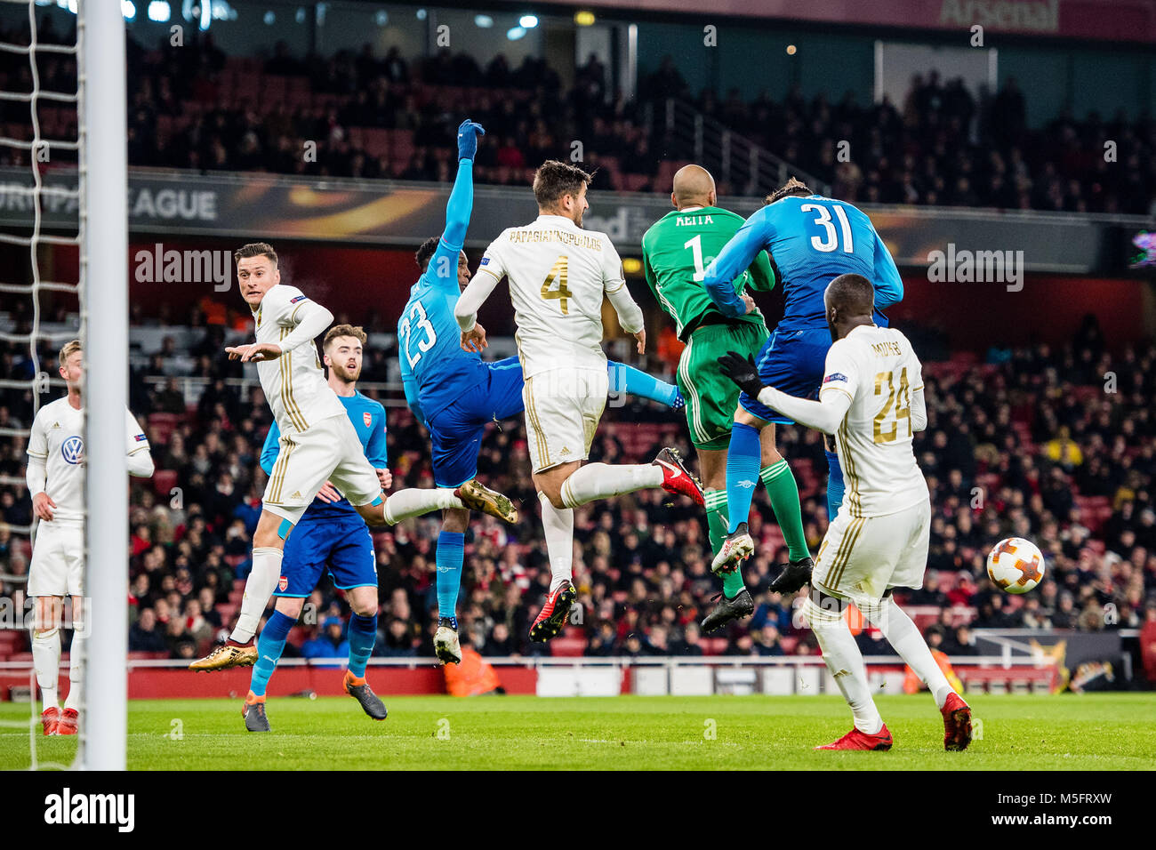 LONDON, ENGLAND - FEBRUARY 22: Aly Keita (1) of Ostersunds FK, Ronald ...