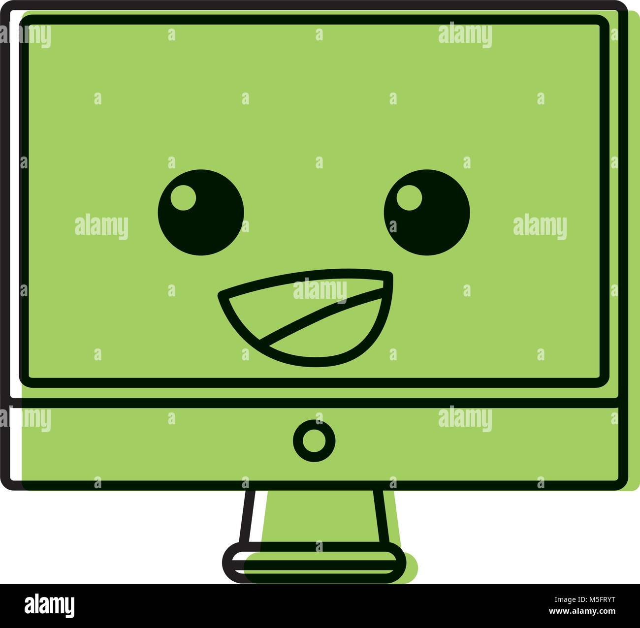 color happy computer screen kawaii cartoon Stock Vector Image & Art - Alamy