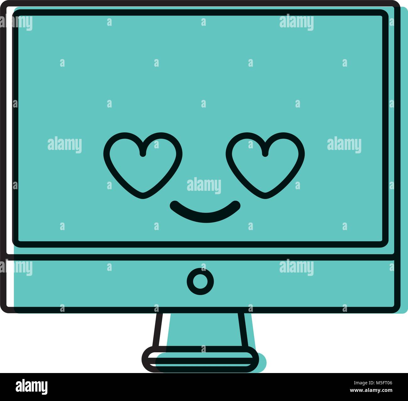 color computer screen in love kawaii cartoon Stock Vector Image & Art ...