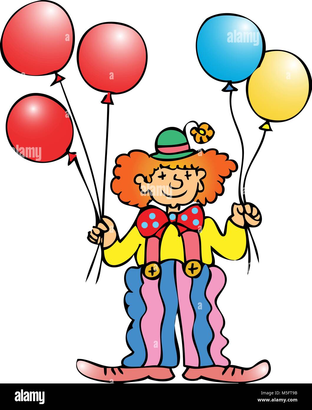 A circus clown with red,yellow and blue balloons Stock Vector Image ...