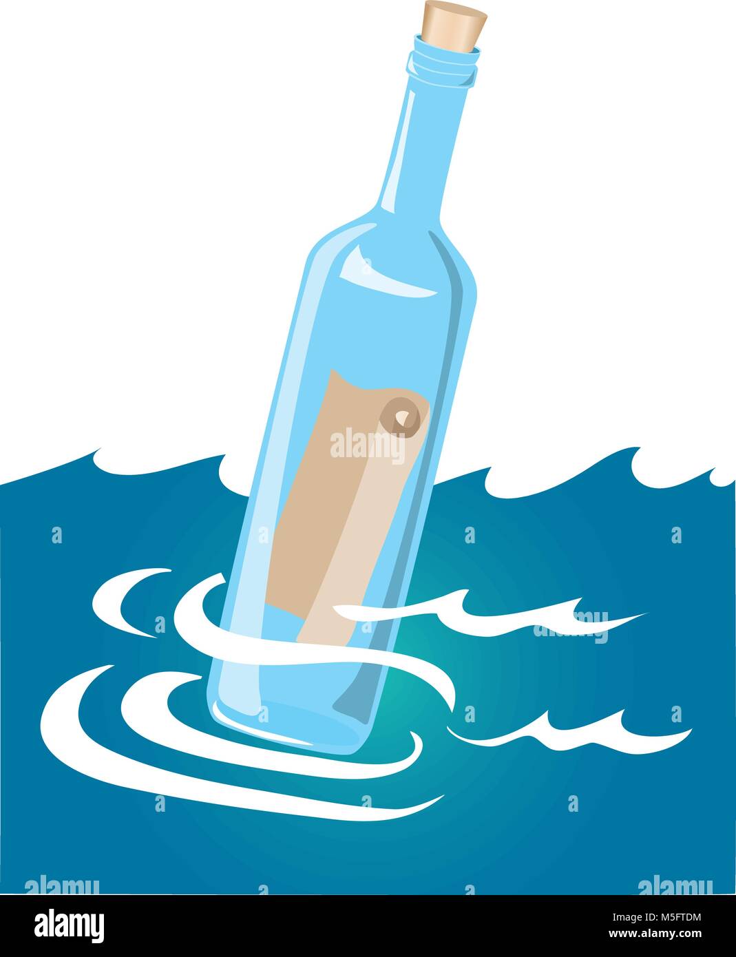 A bottle with a message, floating in the sea Stock Vector Image & Art ...