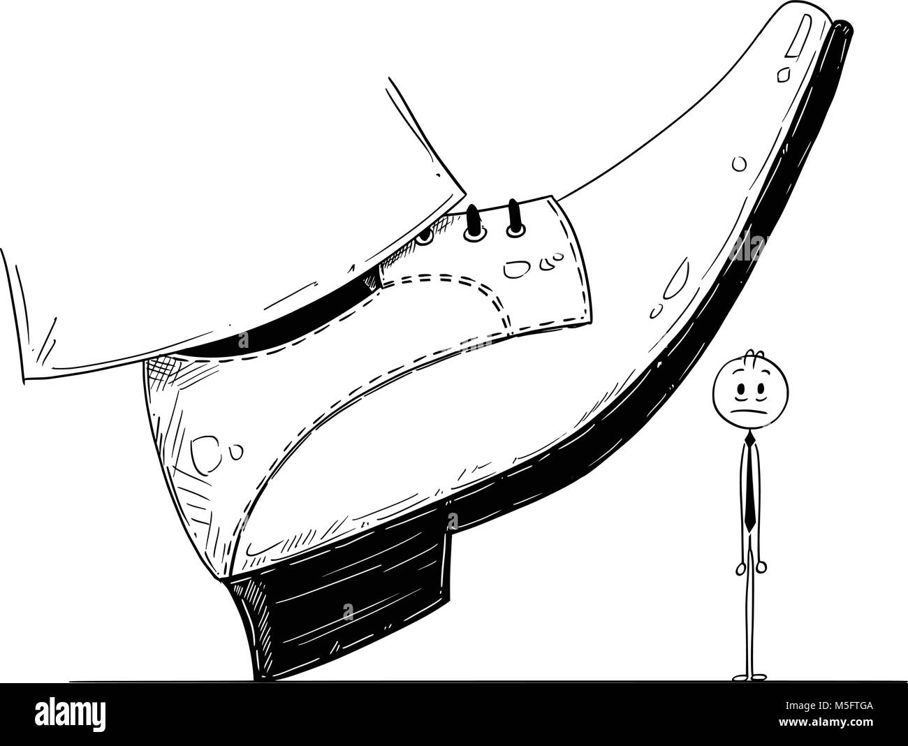 Cartoon of Large Foot Shoe Ready to Step Down on the Businessman Stock ...