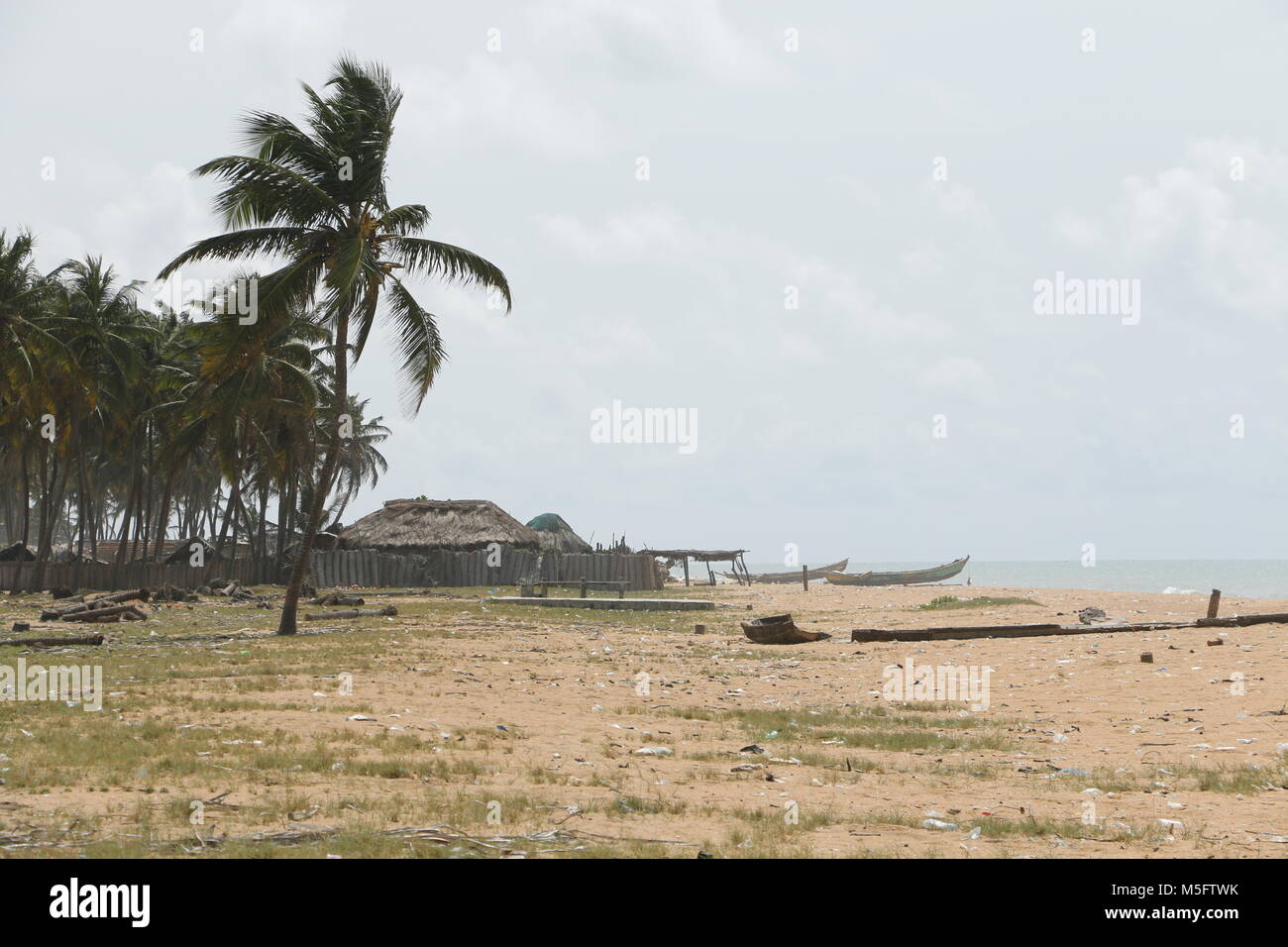 Beach in Benin with palm trees, wide beaches, fishermens houses, beach ...