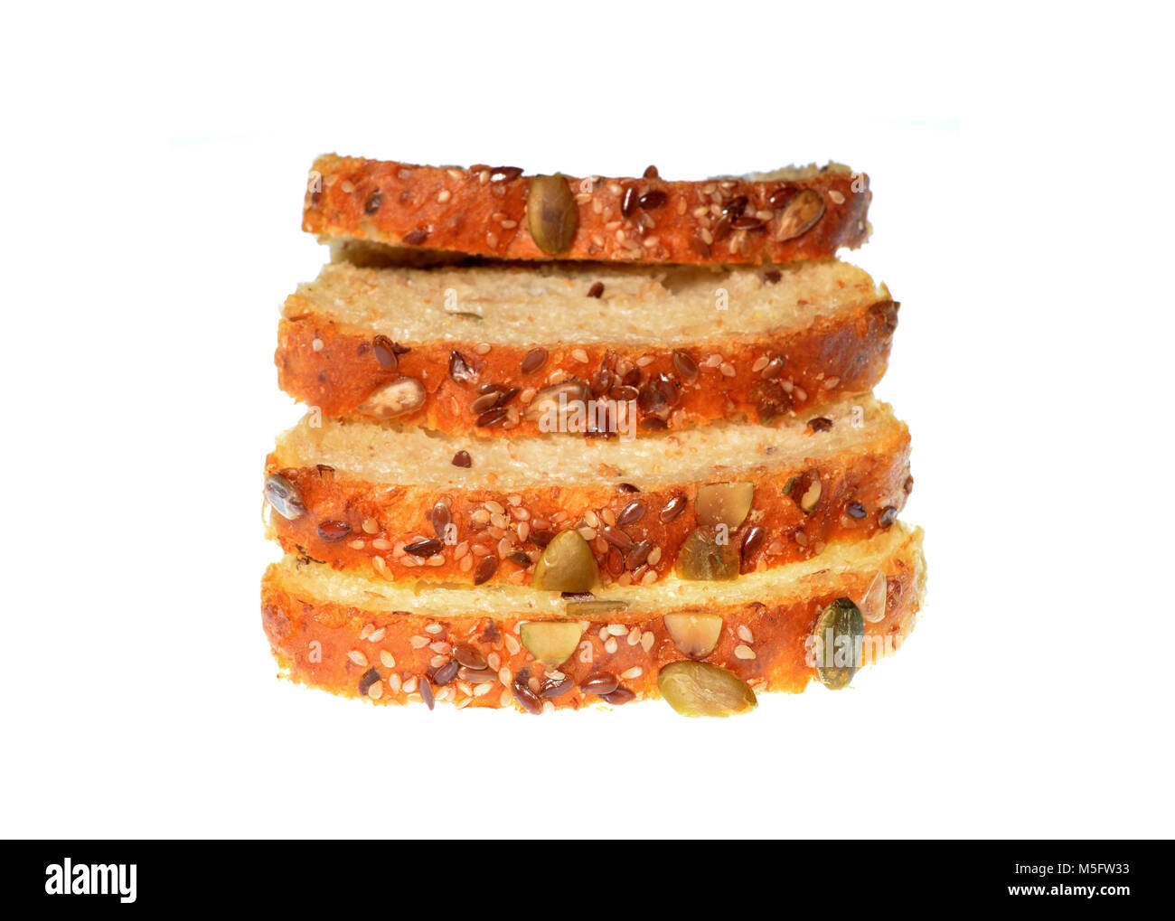 Isolate cereal bread, top view closeup photo of sliced cereal bread ...