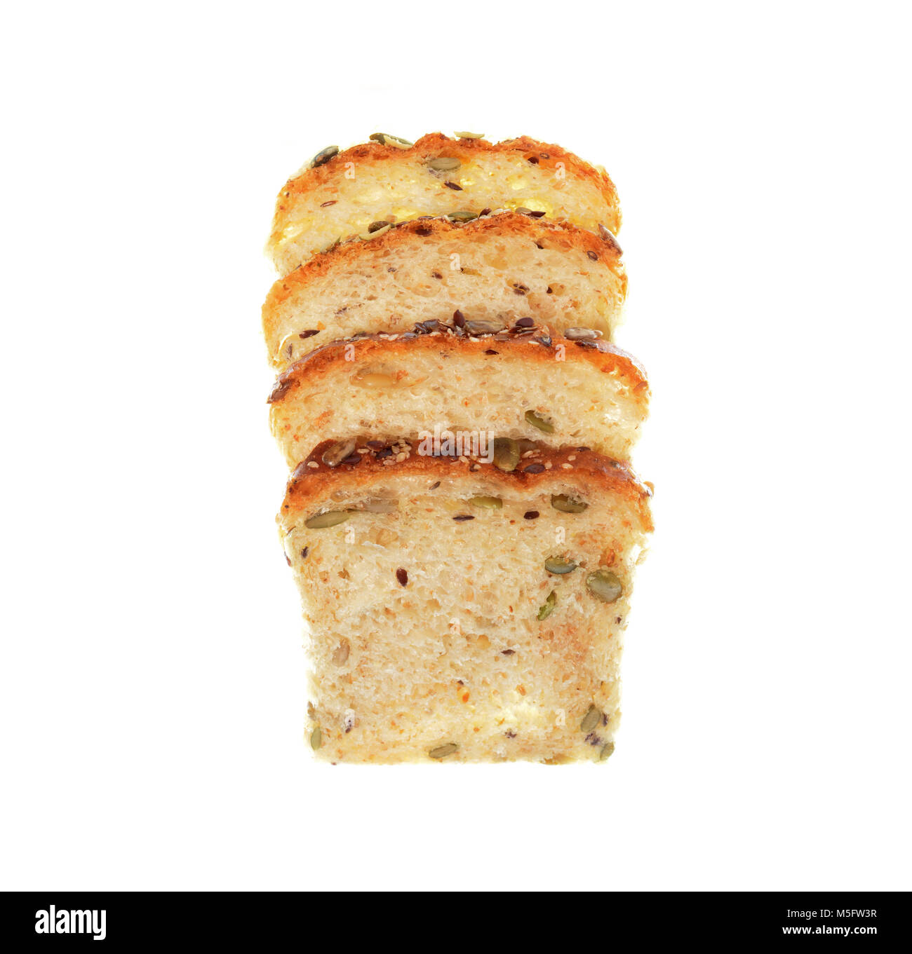 Isolate cereal bread, top view closeup photo of sliced cereal bread ...