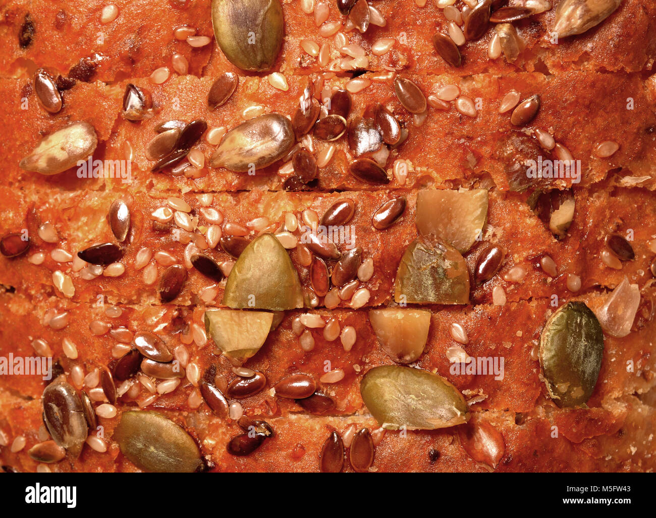 Cereal bread texture, a top view closeup photo image of a sliced cereal ...