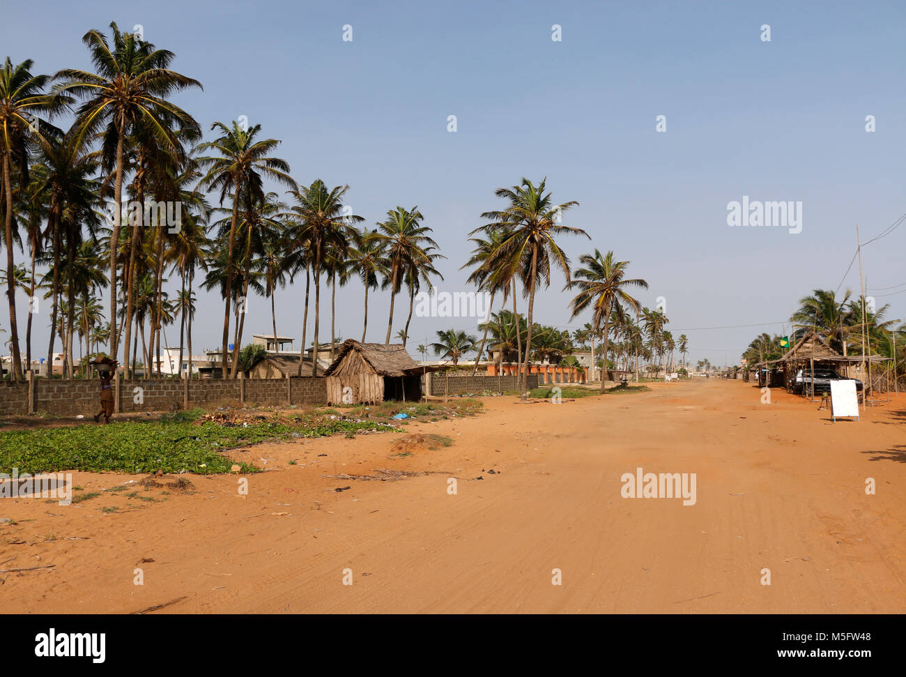 Beach in Benin with palm trees, wide beaches, fishermens houses, beach ...
