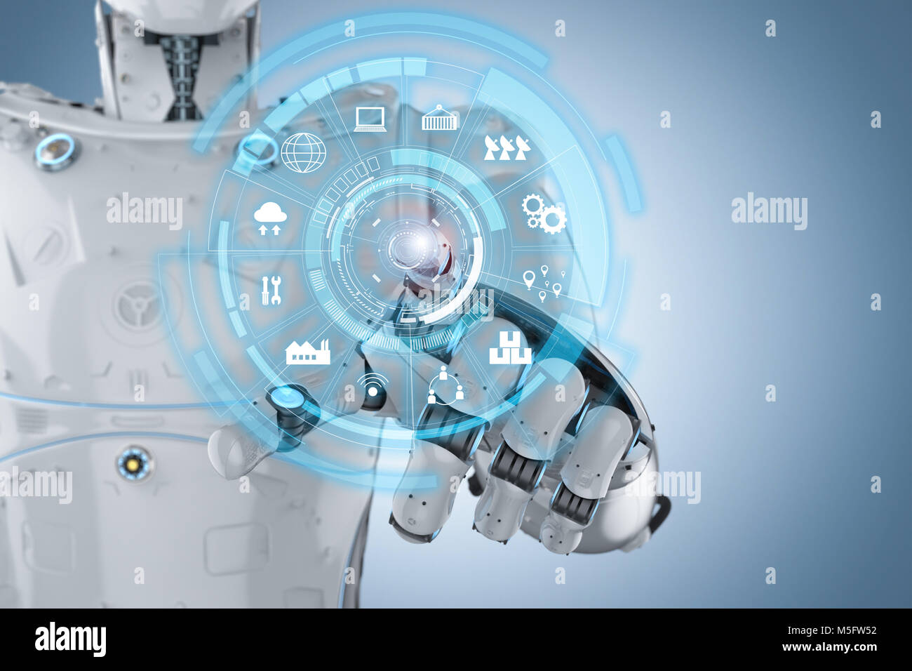 3d rendering robot working with hud display Stock Photo - Alamy