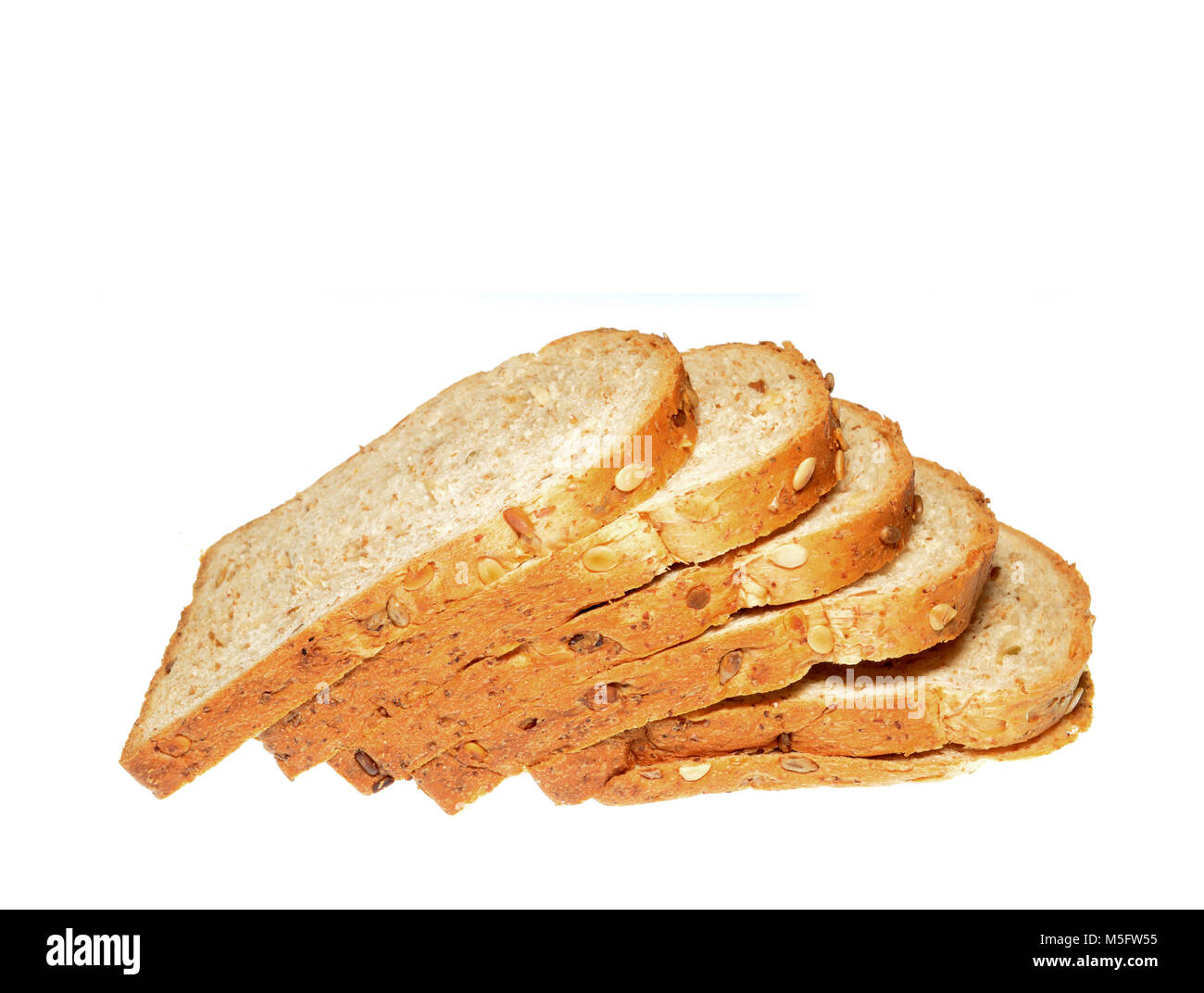 Isolate cereal bread, side view closeup photo of sliced cereal bread ...