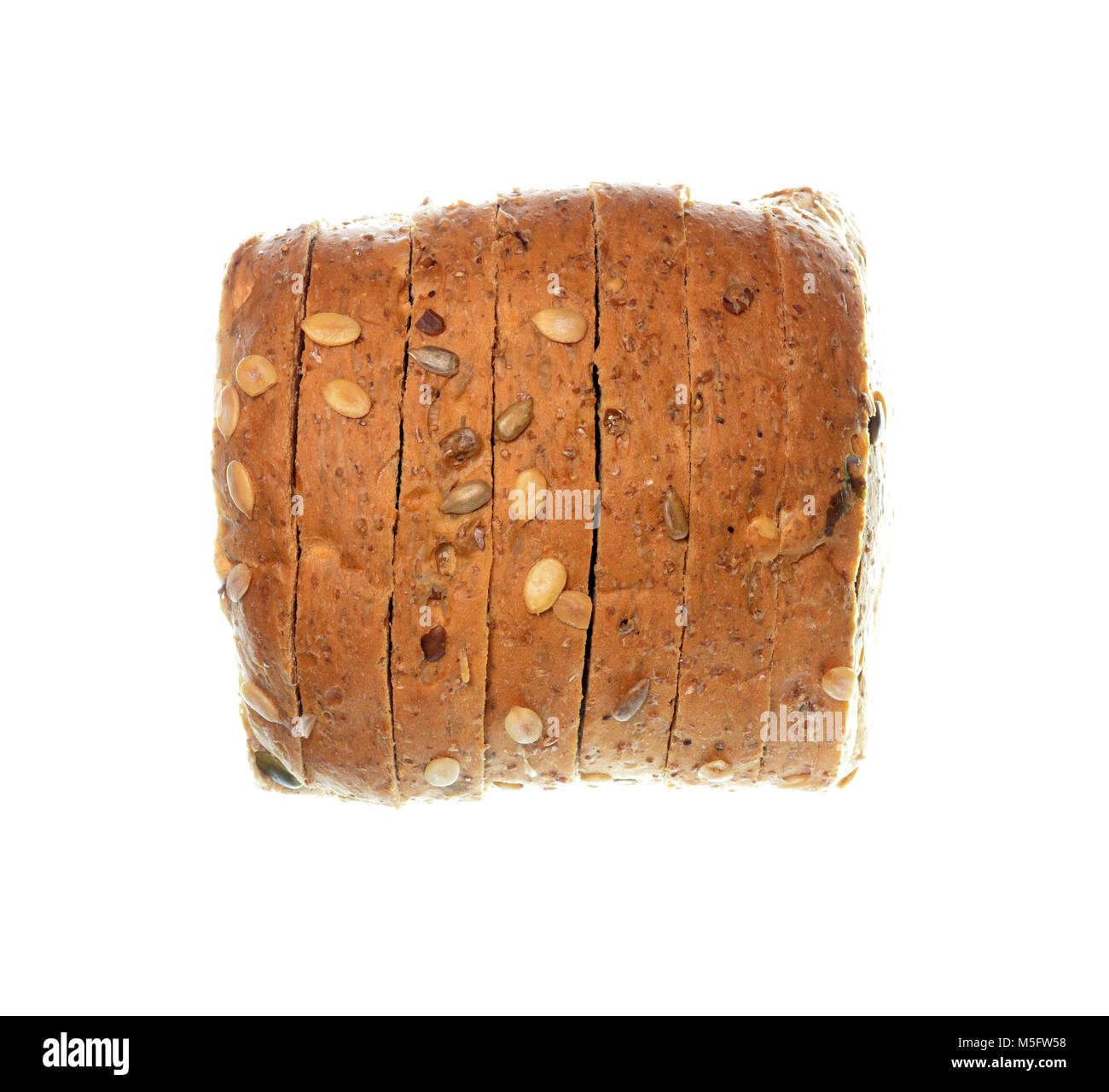 Isolate cereal bread, top view closeup photo of sliced cereal bread ...