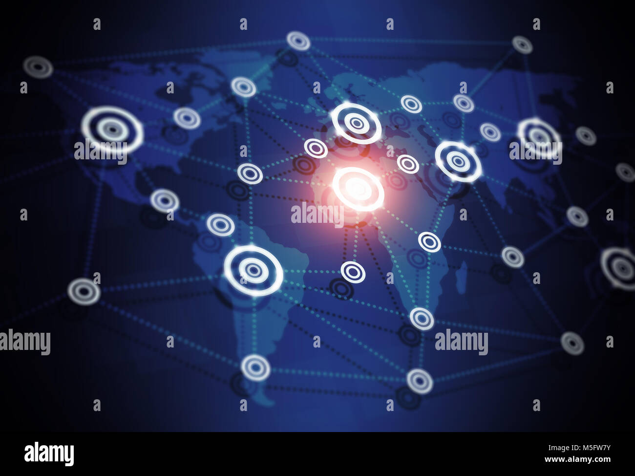 abstract concept global web communications blue business background ...