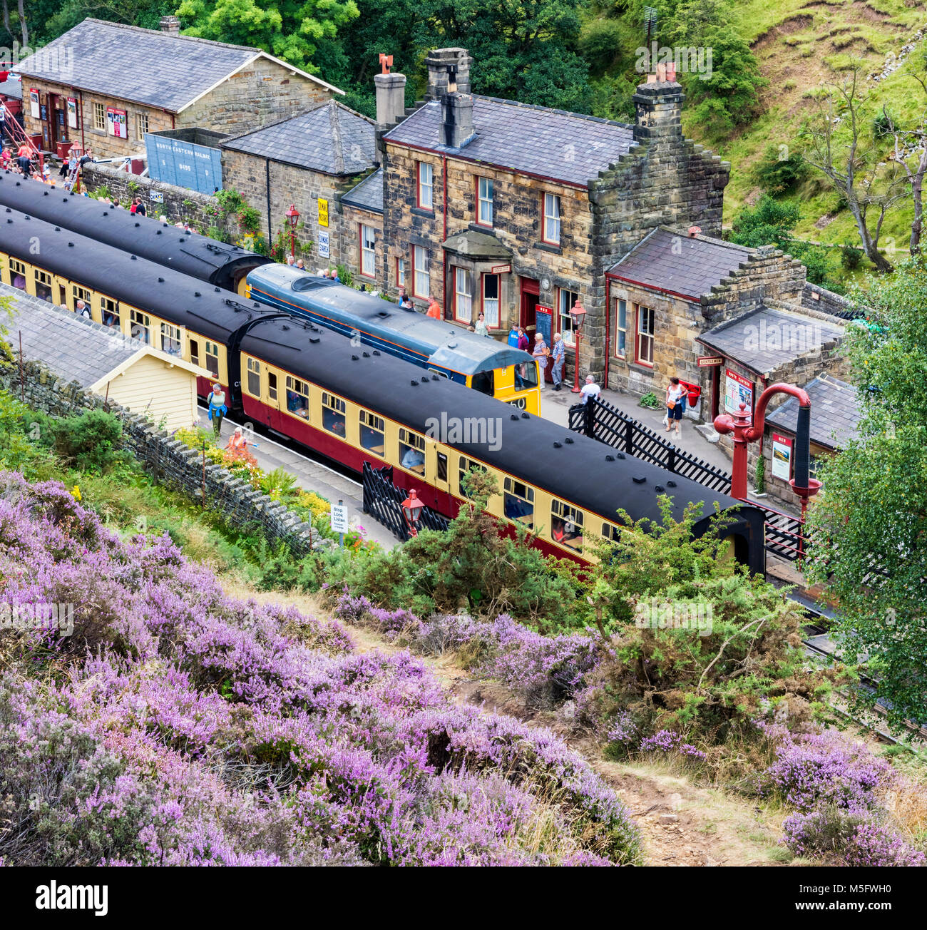 Trains in Goathland station Stock Photo - Alamy