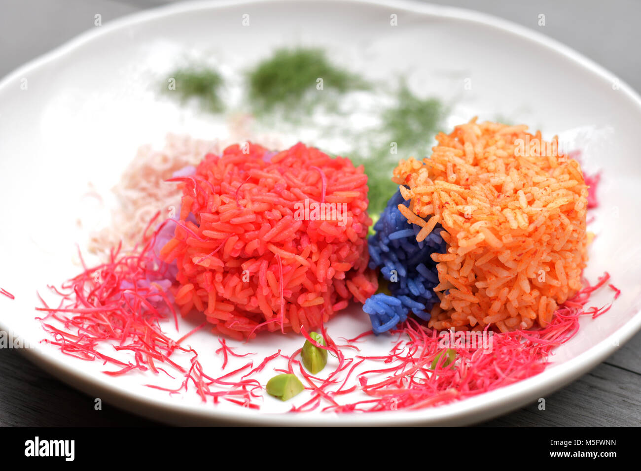 Colorful cooked rice that coloring by plant pigment, colorful cooked ...
