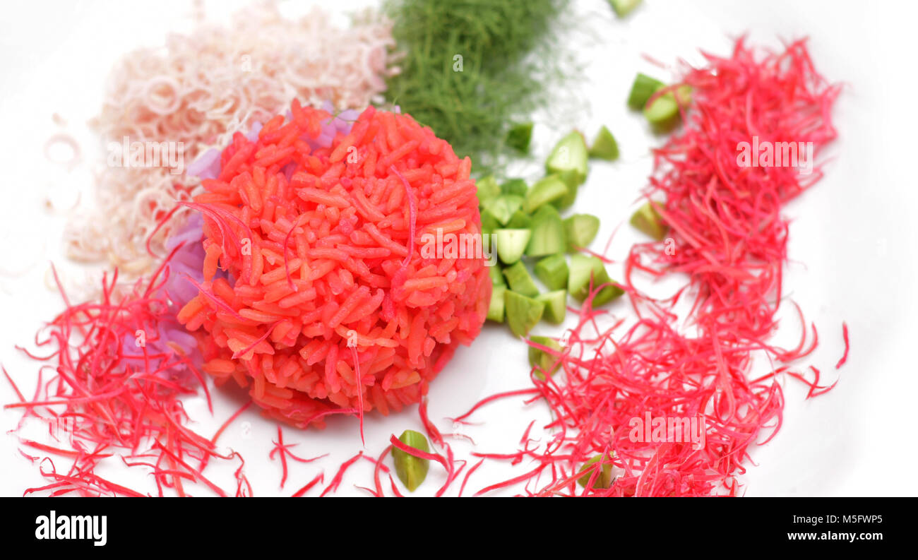 Colorful cooked rice that coloring by plant pigment, colorful cooked ...