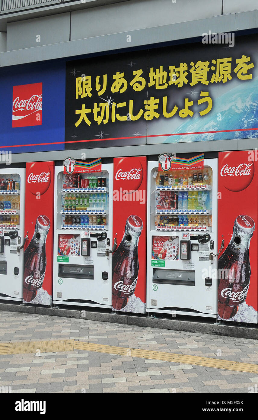Coca Cola products vending machine in street Shinjuku Tokyo Japan ...