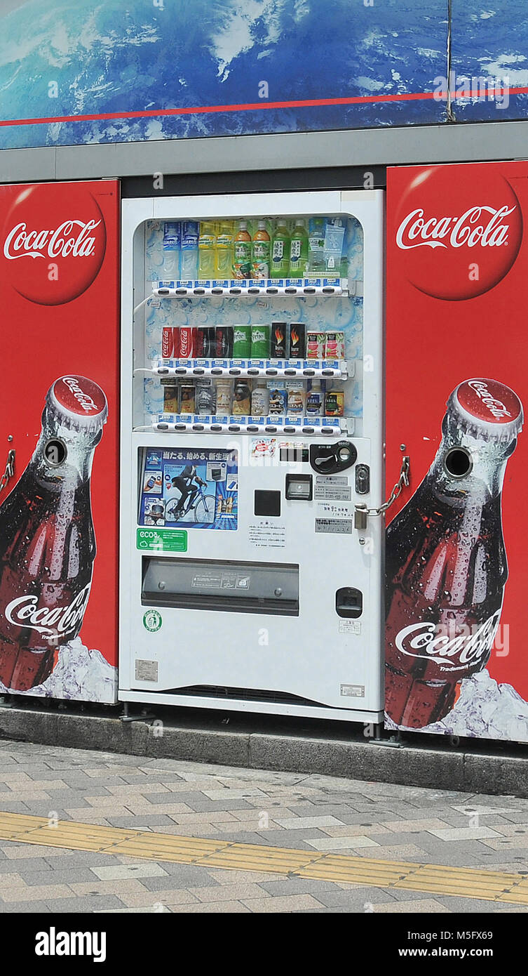 Coca Cola products vending machine in street Shinjuku Tokyo Japan ...