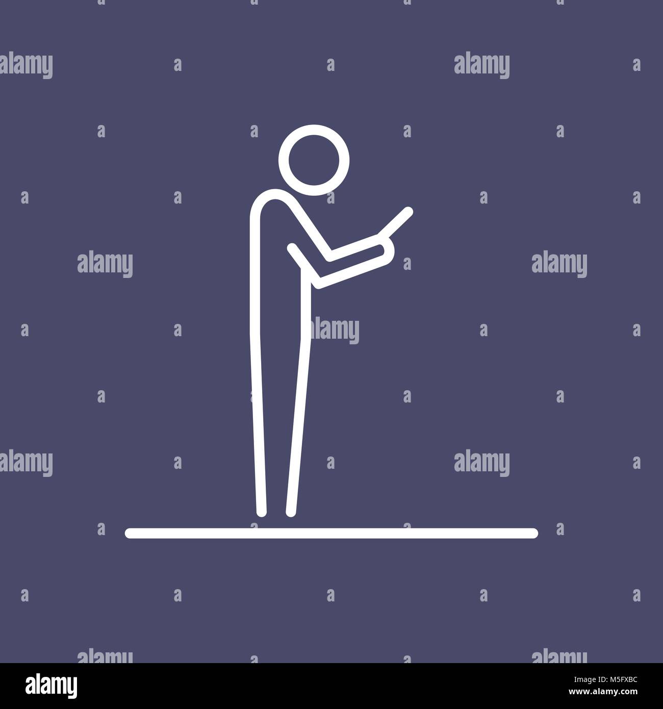 Man using smartphone icon ui people simple line flat illustration Stock ...