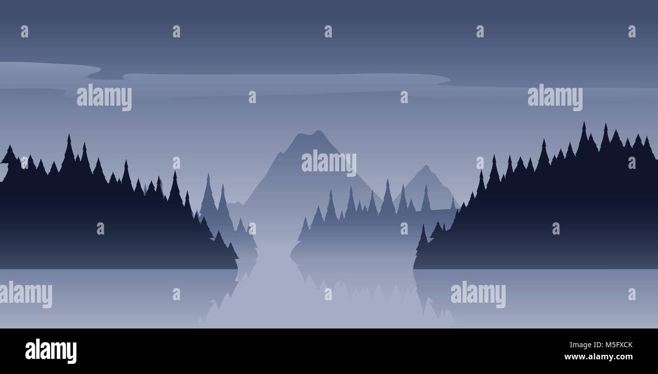 Mist above the lake Stock Vector Images - Alamy