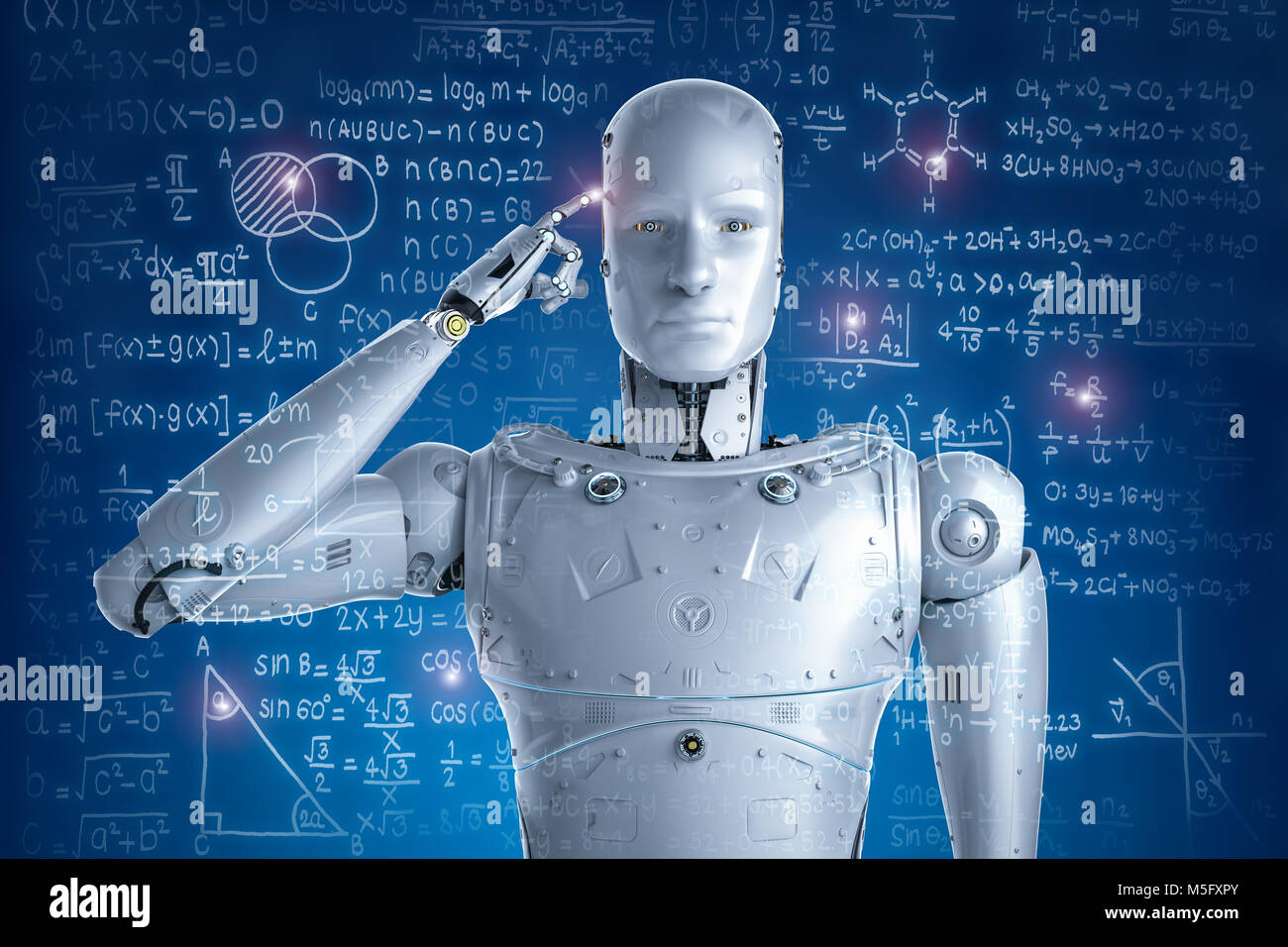 3d rendering robot learning or solving problems Stock Photo - Alamy