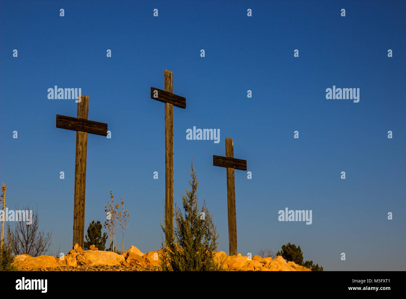 Three Weathered Wooden Crosses Stock Photo - Alamy