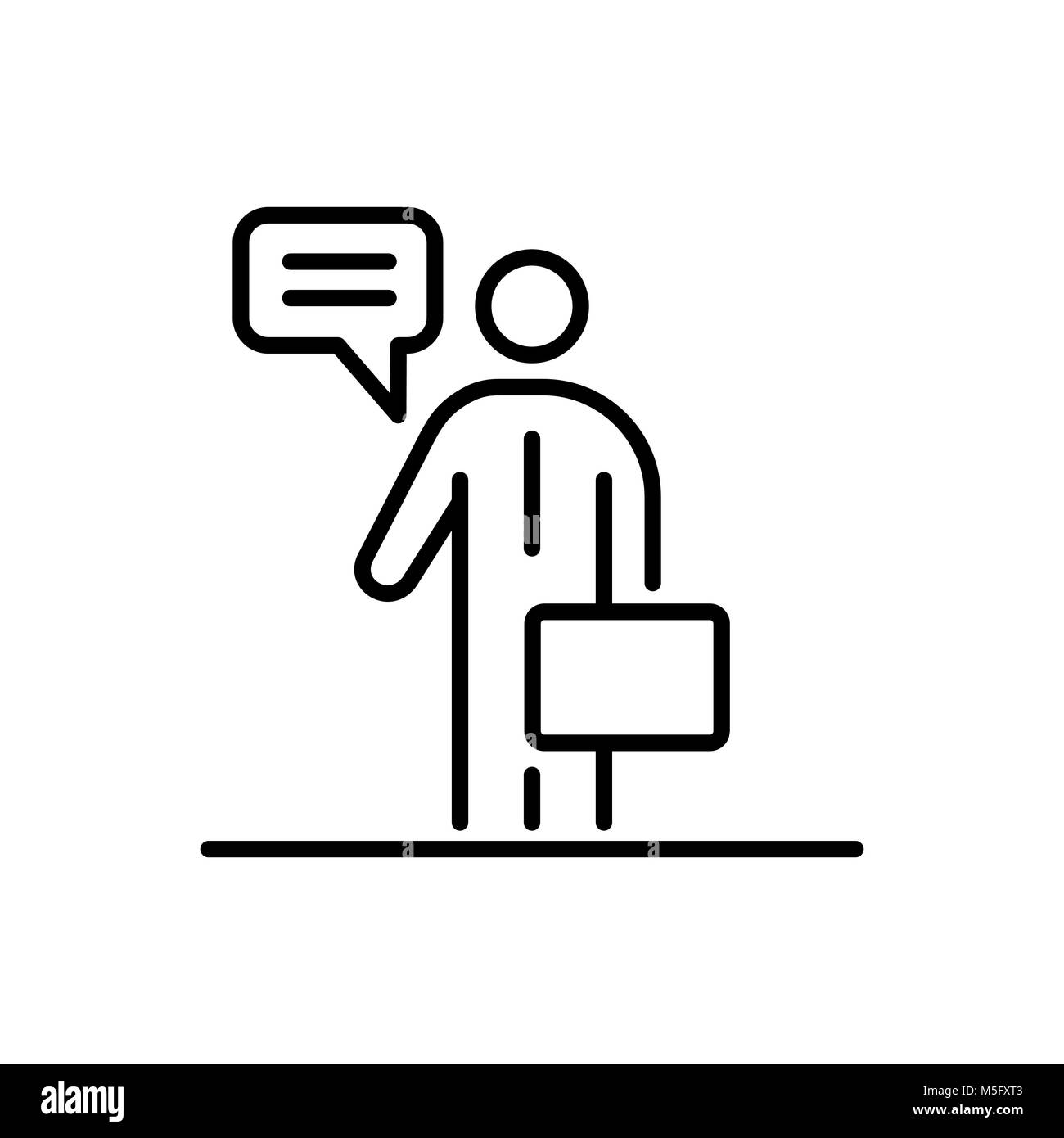 Business man speaking people icon simple line flat illustration Stock ...