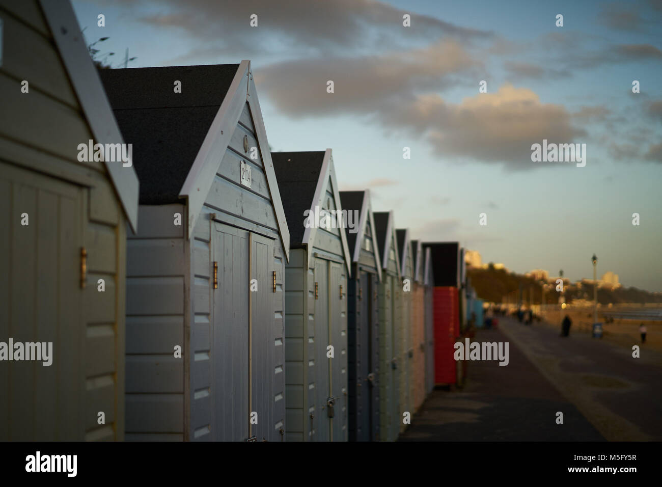 Beach Huts, Cranford Cliffs, Sandbanks, Dorset, UK - Winter Stock Photo ...