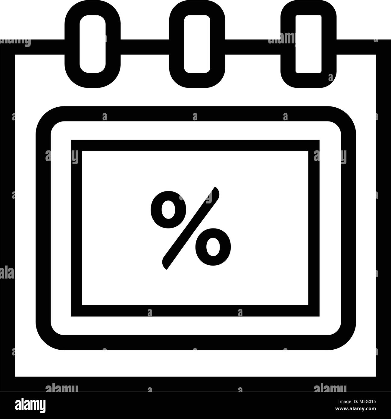 Calendar percent icon thin line outline isolated on white background ...