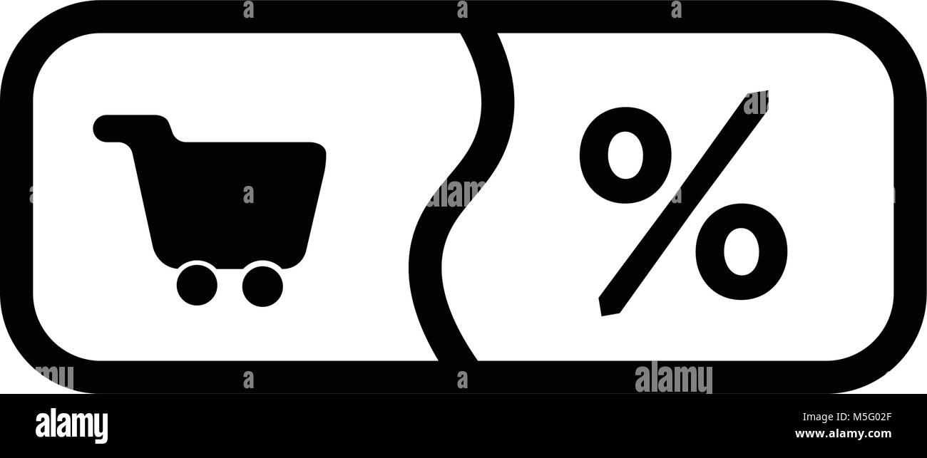 Shopping icon and percent icon concept isolated on background, thin ...