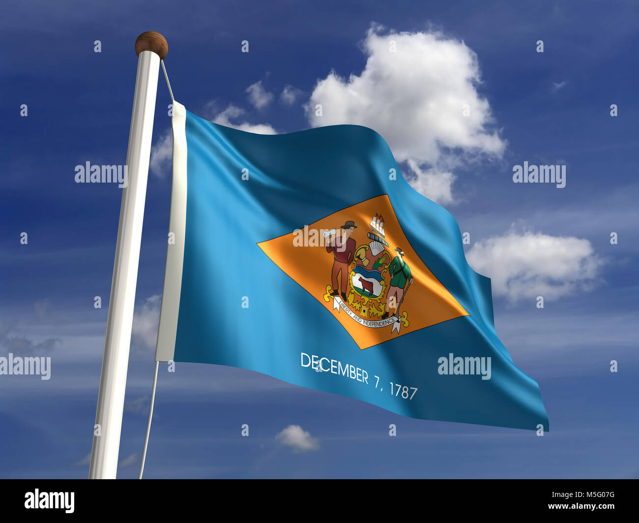 Delaware flag (with clipping path Stock Photo - Alamy