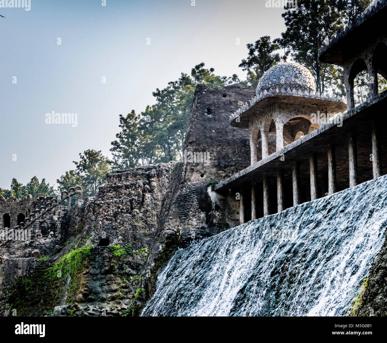 Rock garden, tourist attraction in Chandigarh, Punjab, India. Waterfall ...