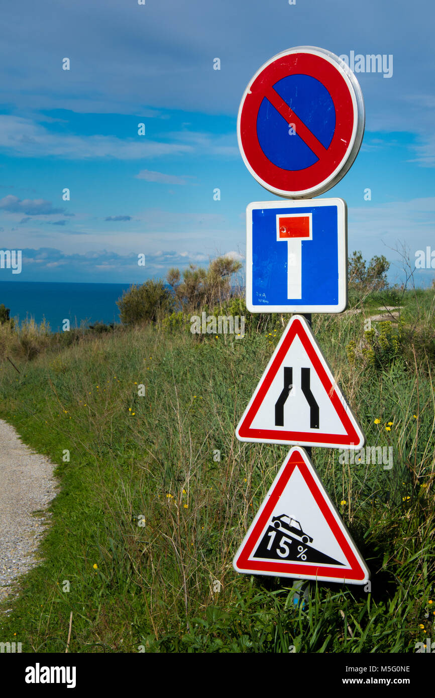 Road sign france danger hi-res stock photography and images - Alamy