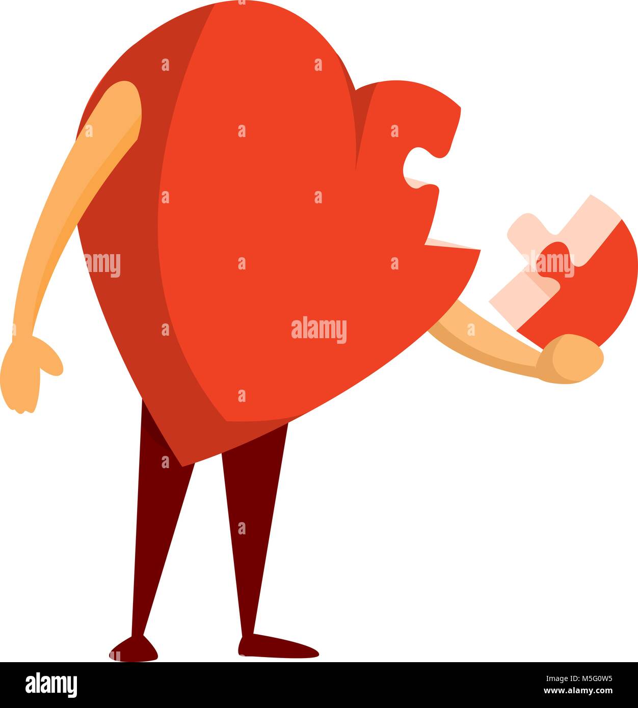 Cartoon illustration of red puzzle heart putting pieces together Stock ...