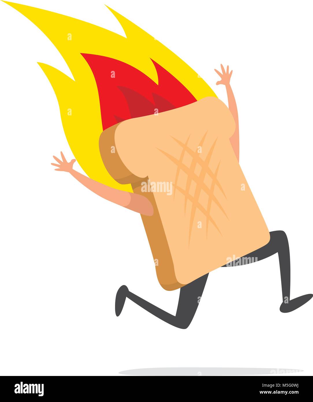 Cartoon illustration of burning toast running desperately Stock Vector ...