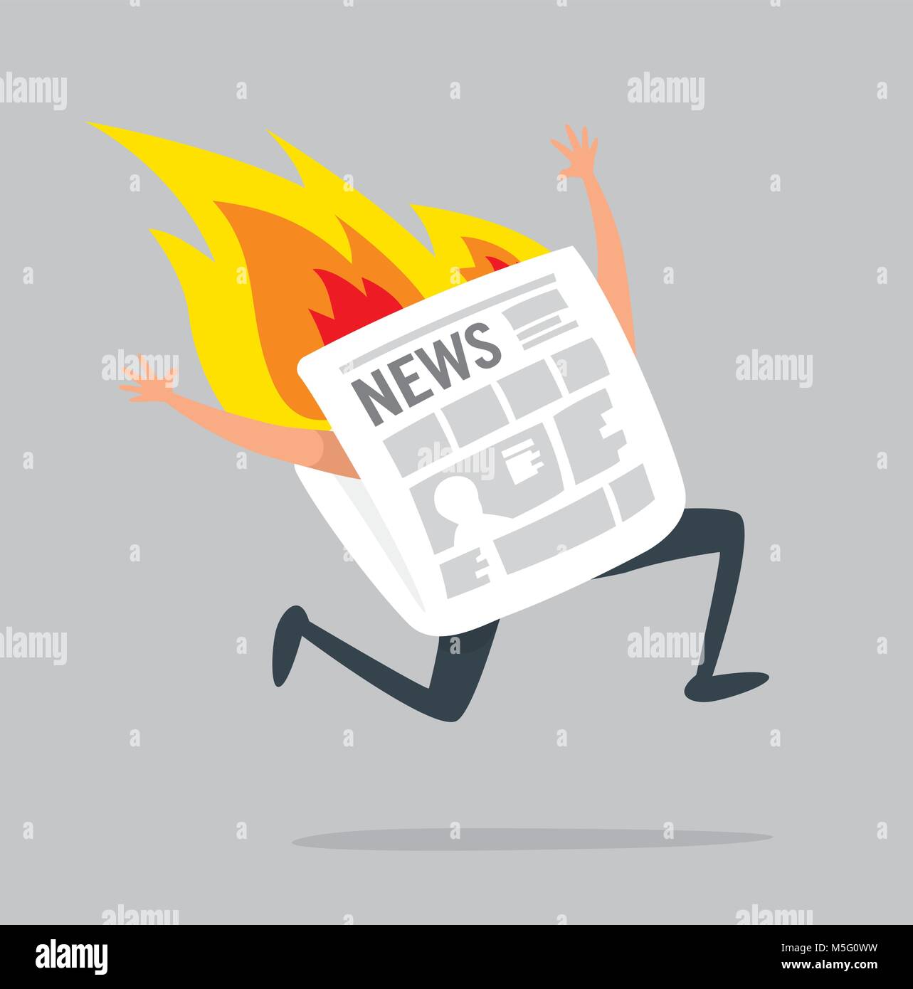 Cartoon illustration of paper journal running on fire Stock Vector ...