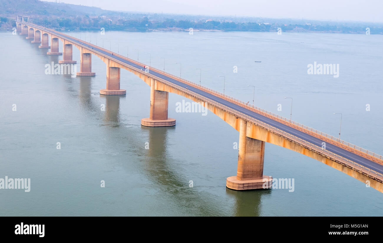 National Road 13 and the Nippon Lao Bridge crossing the Mekong River at ...