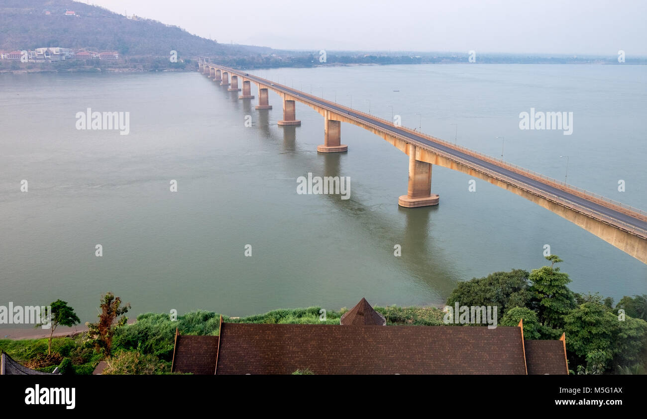 National Road 13 and the Nippon Lao Bridge crossing the Mekong River at ...