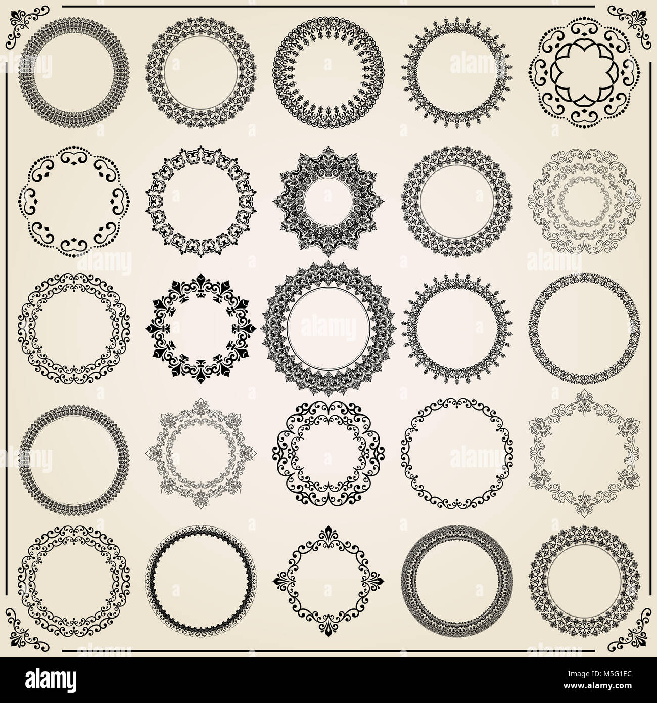 Vintage Set of Round Elements Stock Photo - Alamy