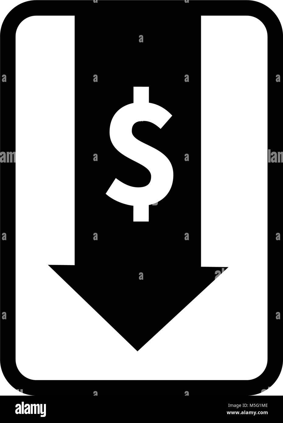 Money down arrow icon line outline style isolated on white background ...