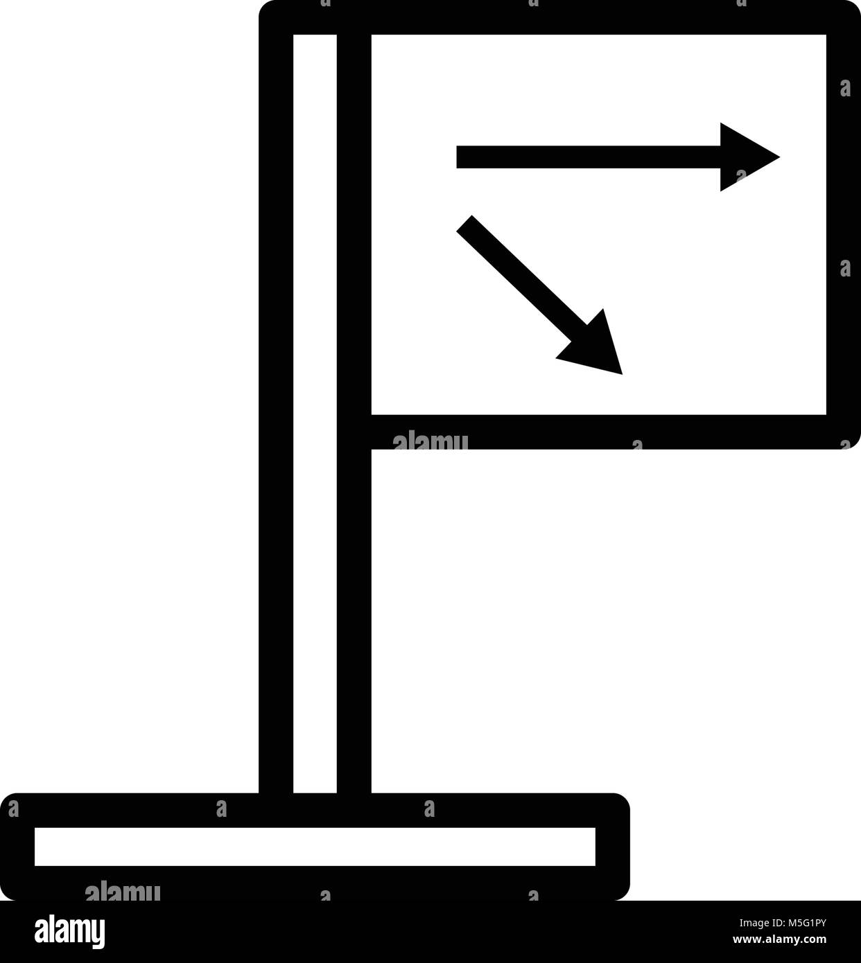 signpost sign. Directions to different places line icon. Outline and ...