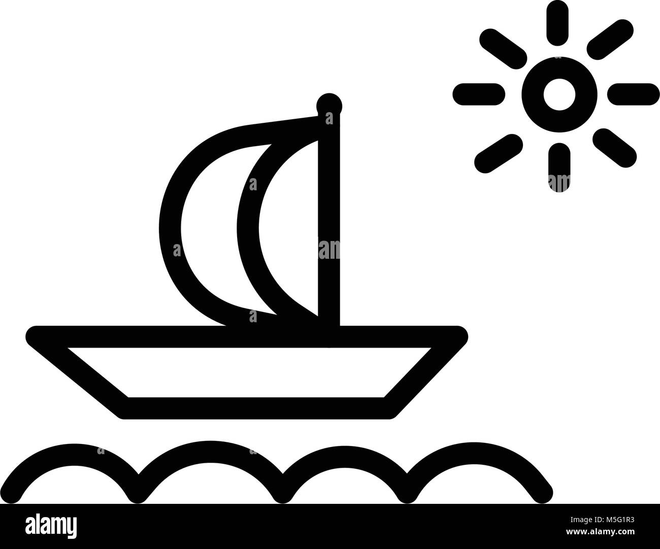 Ship symbol.Outline and filled vector sign, linear and full pictogram ...