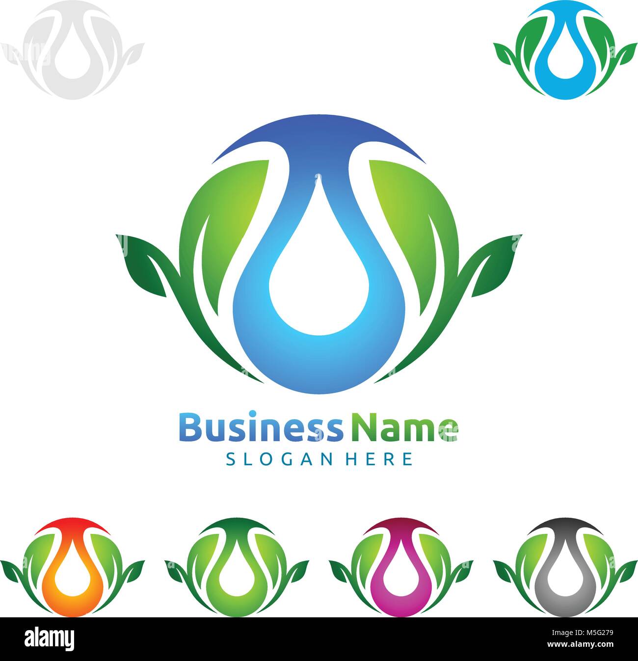 Water Drop, Oil, Gas, Natural green tree of ecology leaf logo template ...