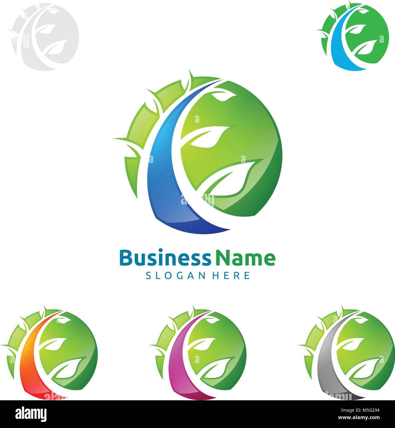 Natural Green Tree Logo with Ecology Leaf Template Stock Vector Image ...