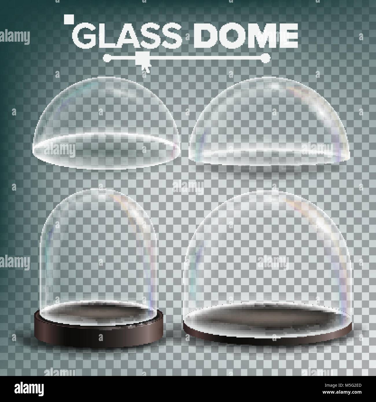Glass Dome Set Vector. Advertising, Presentation Design Glass Element ...