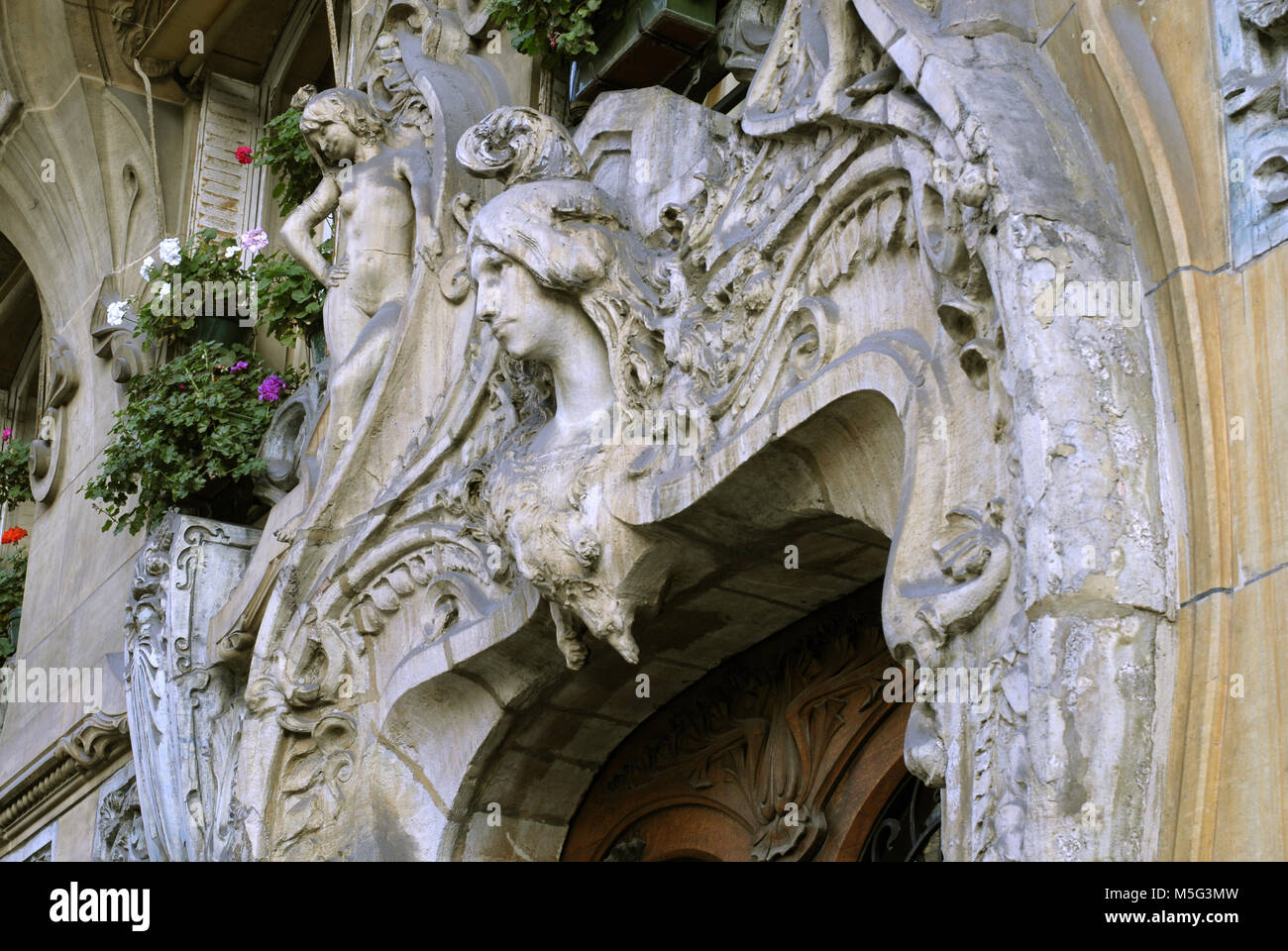 PARIS ART NOUVEAU FRONTON ON A FRONT DOOR BUILDING - FRENCH ART - PARIS ...